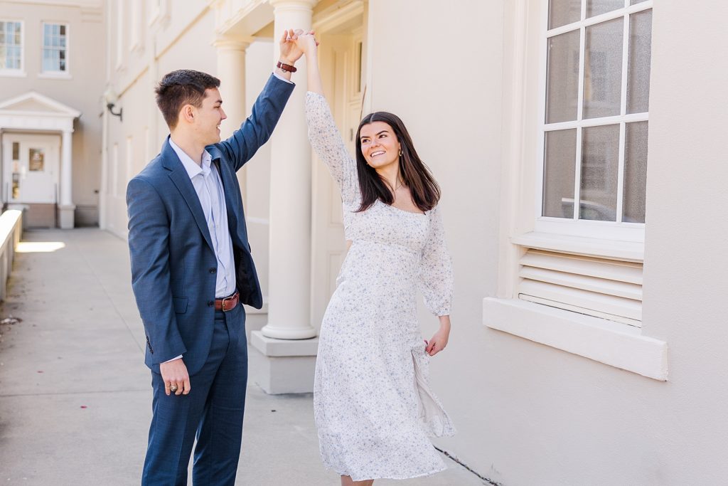 Addie & Caleb | Winter Engagement Session Downtown Greenville ...